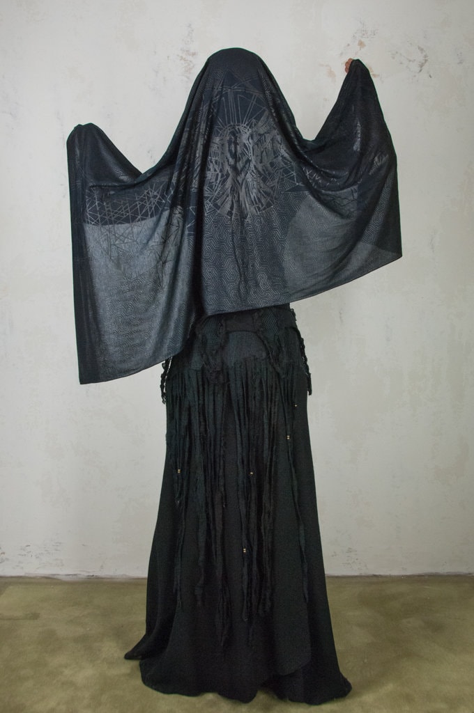 Black Witch Crow Bird Scarf Sarong and Shawl for Raven Cosplay | Etsy