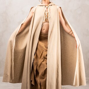 Creme White Medieval Cloak With Brass Fibula for Greek Goddess Star ...