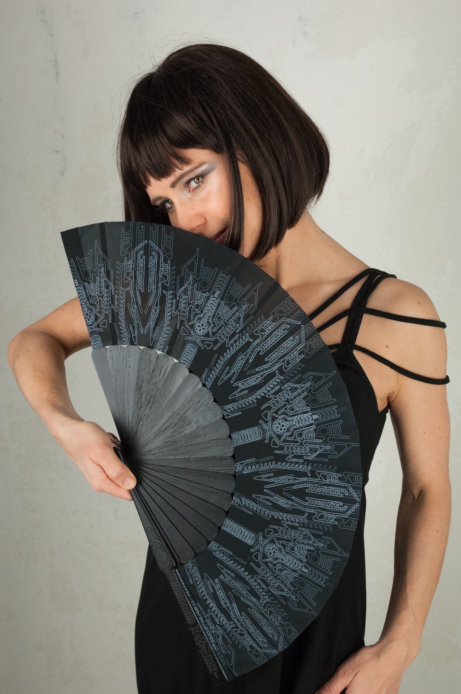 Goth Hand Fan and Folding Hand Fans With Sacred Geometry - Etsy