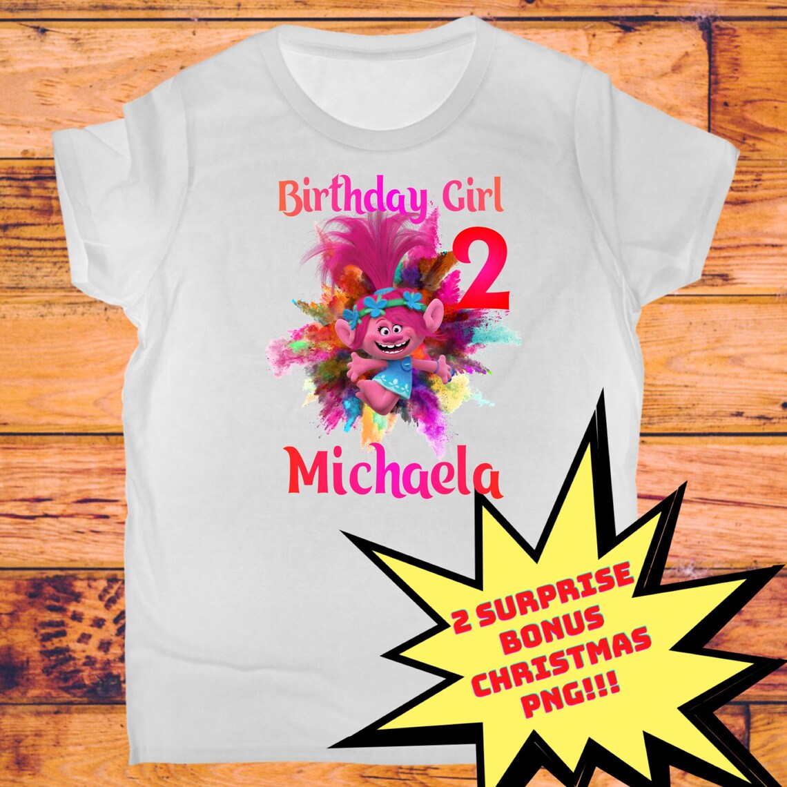 Personalized Princess Poppy Trolls Birthday Shirt PNG Iron on Applique ...