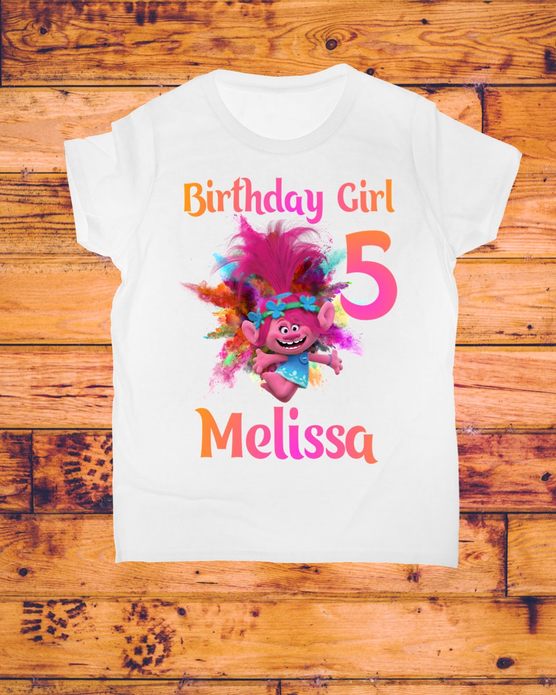 Personalized Princess Poppy Trolls Birthday Shirt PNG Iron on Applique ...