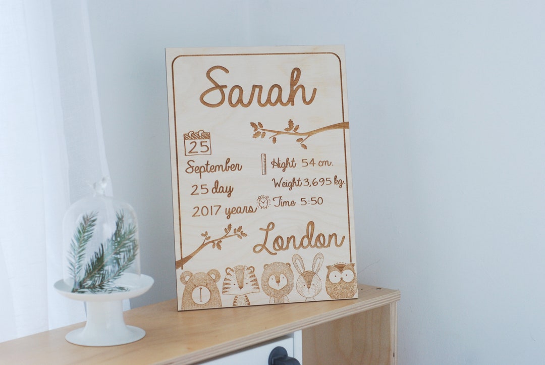 Wooden Birth Sign Lovely Birth Sign for Kids Room. - Etsy