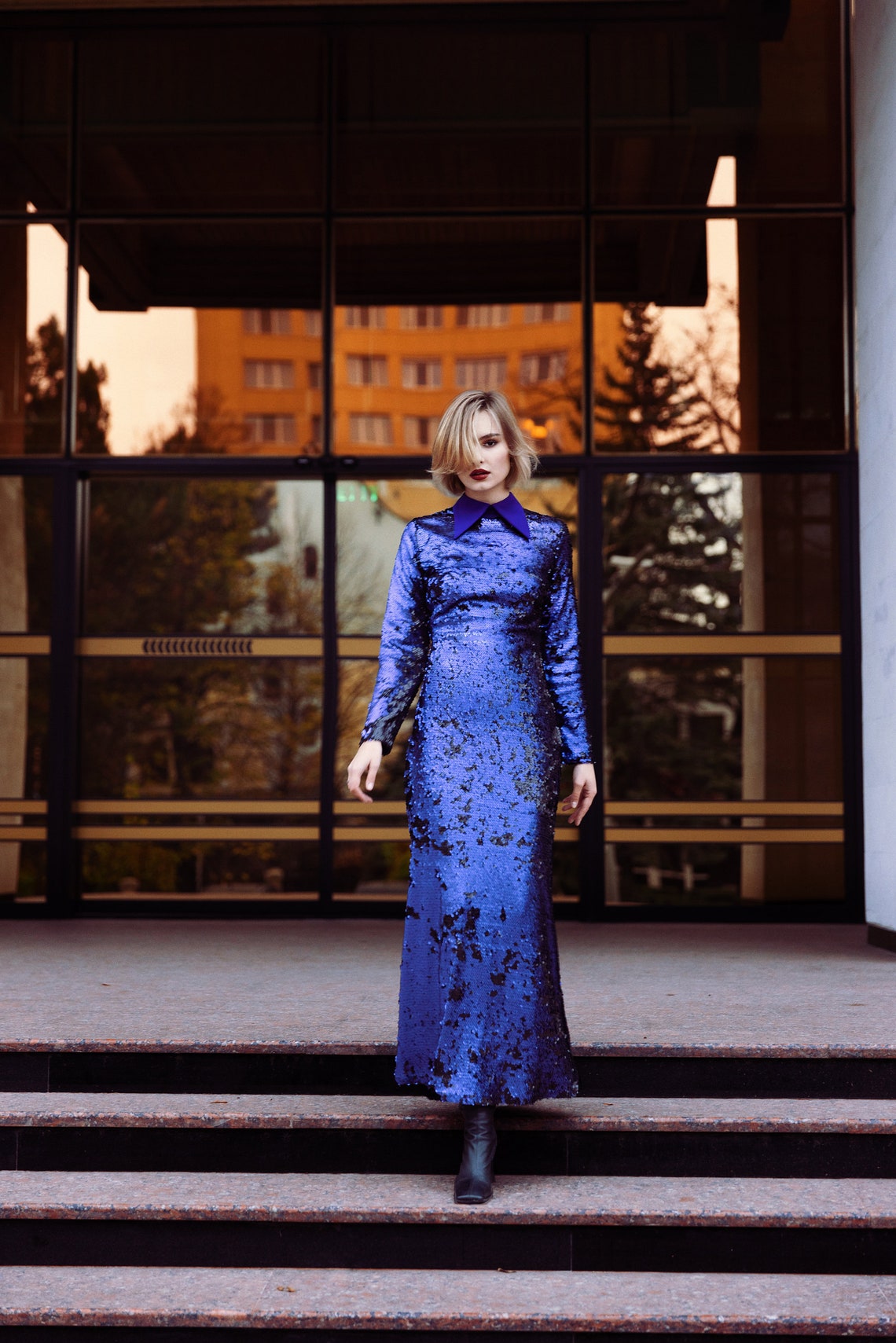 Sequin Column Maxi Dress / Long Evening Gown Dress / Party - Etsy