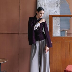 Tailored Structured Cape Blazer Burgundy/designer Shirt With Contrast ...