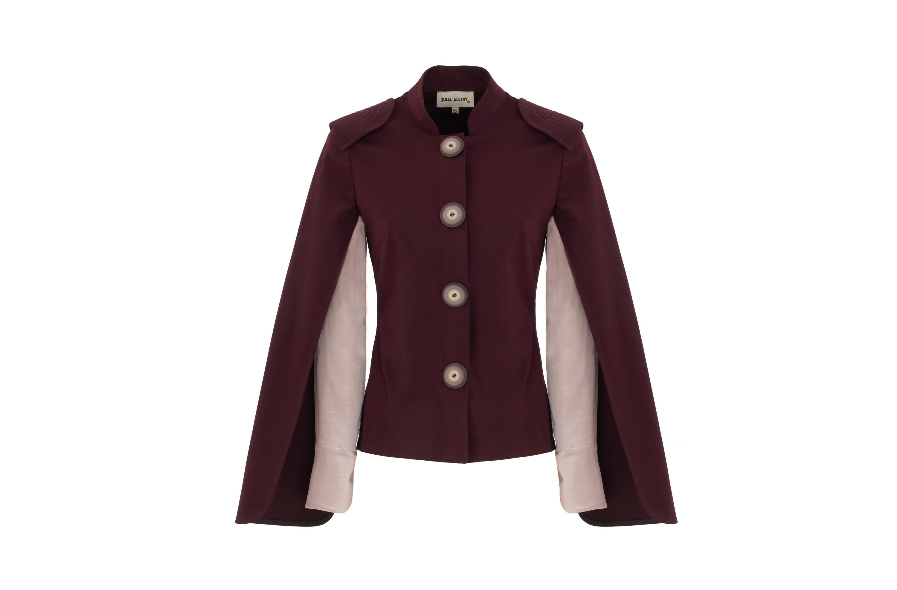 Tailored Structured Cape Blazer Burgundy/designer Shirt With Contrast ...