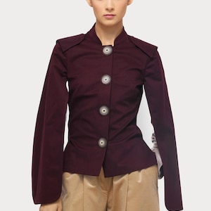 Tailored Structured Cape Blazer Burgundy/designer Shirt With Contrast ...