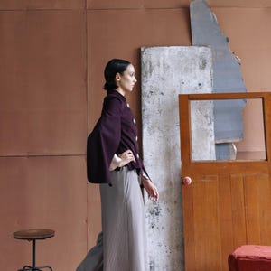 Tailored Structured Cape Blazer Burgundy/designer Shirt With Contrast ...