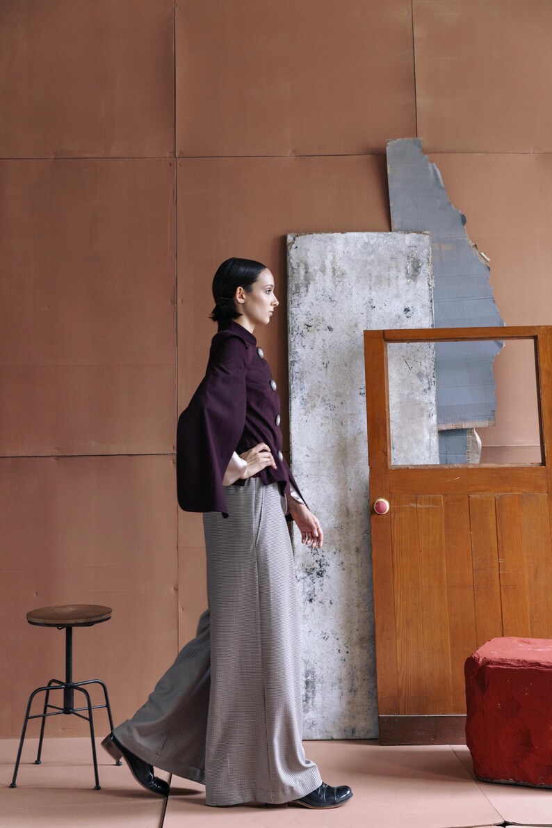 Tailored Structured Cape Blazer Burgundy/designer Shirt With Contrast ...