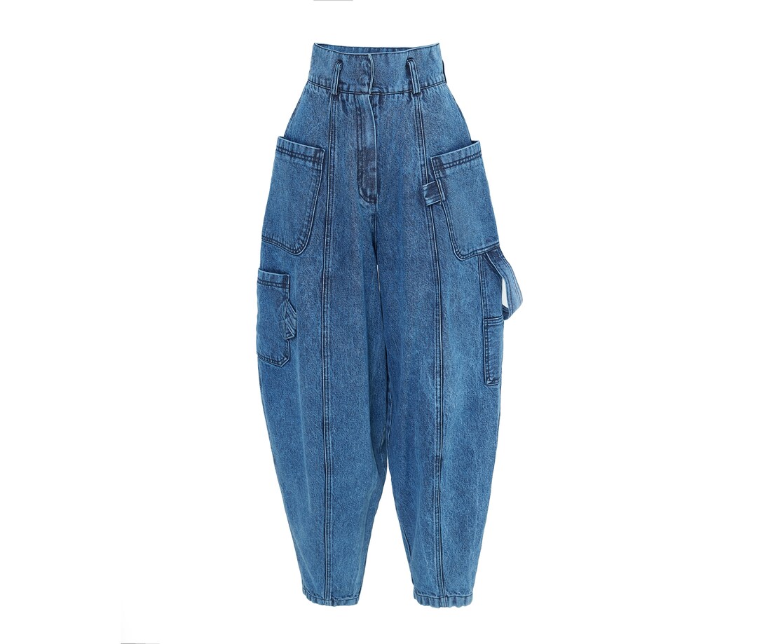 Baggy Wide Leg Cargo Jeans/high Rise Mom Fit Jeans/trousers Tie-die ...