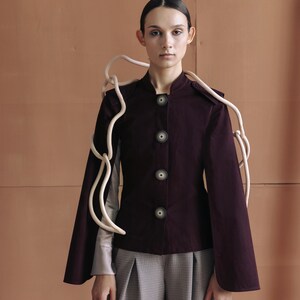 Tailored Structured Cape Blazer Burgundy/designer Shirt With Contrast ...