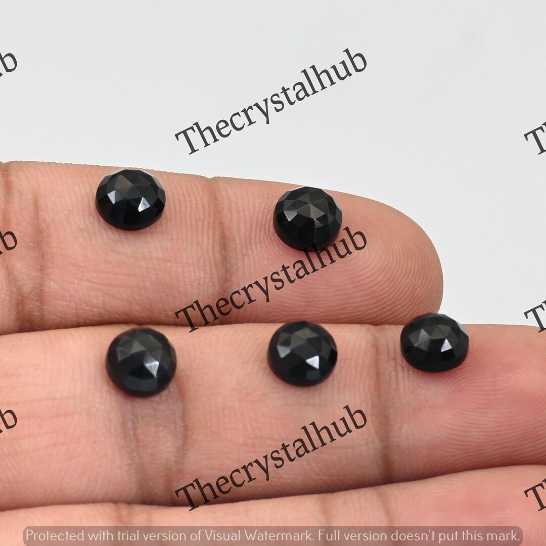 Natural Black Onyx Round Rose Cut, Flat Back Stone, Calibrated Loose ...