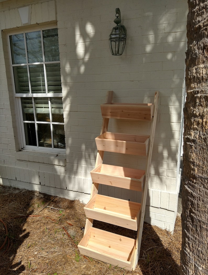 Cedar Planter Ladder Planter Raised Garden Bed Wall - Etsy
