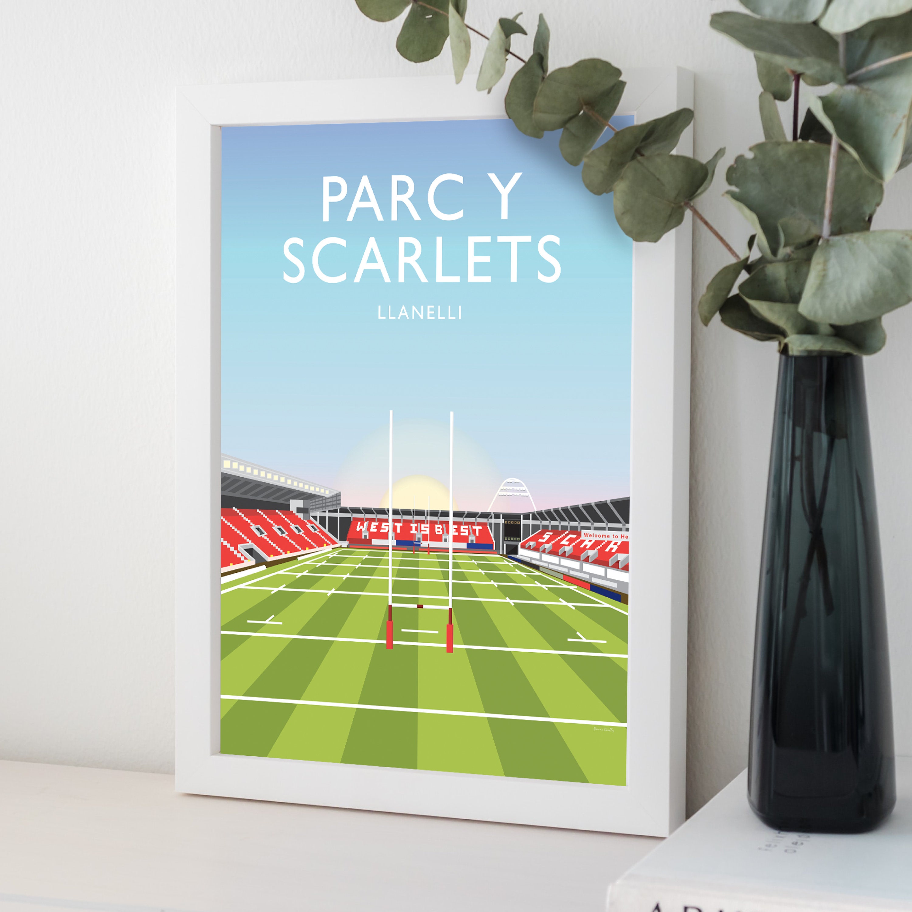 Parc Y Scarlets Llanelli Rugby Stadium Illustration Artwork Digital ...