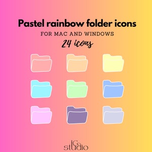 Pastel Rainbow Folder Icons Pack Desktop Theme for Mac and Windows ...