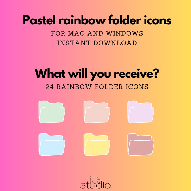 Pastel Rainbow Folder Icons Pack Desktop Theme for Mac and Windows ...