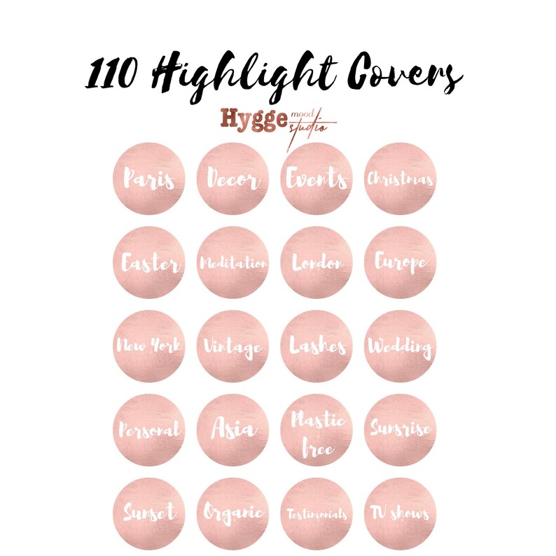 110 Instagram Highlight Covers, Rose Gold White Highlight Icons ...