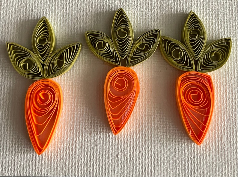 Set of 3 Quilled Easter Carrot Embellishment Stickers for Greeting Card ...