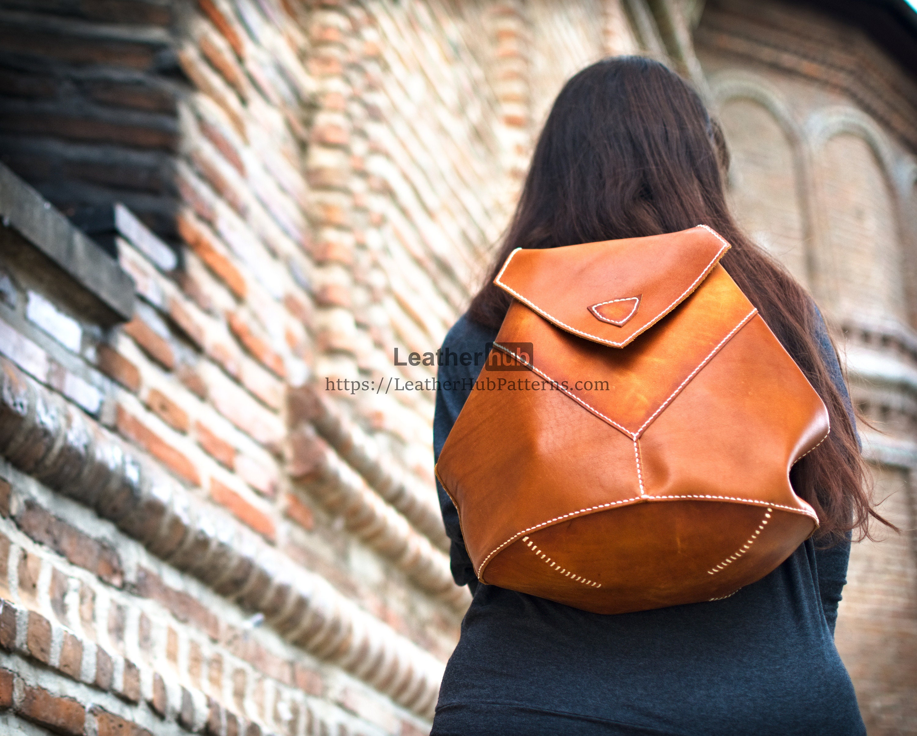 Leather backpack pattern PDF - PDF bag template - DIY leather backpack ...