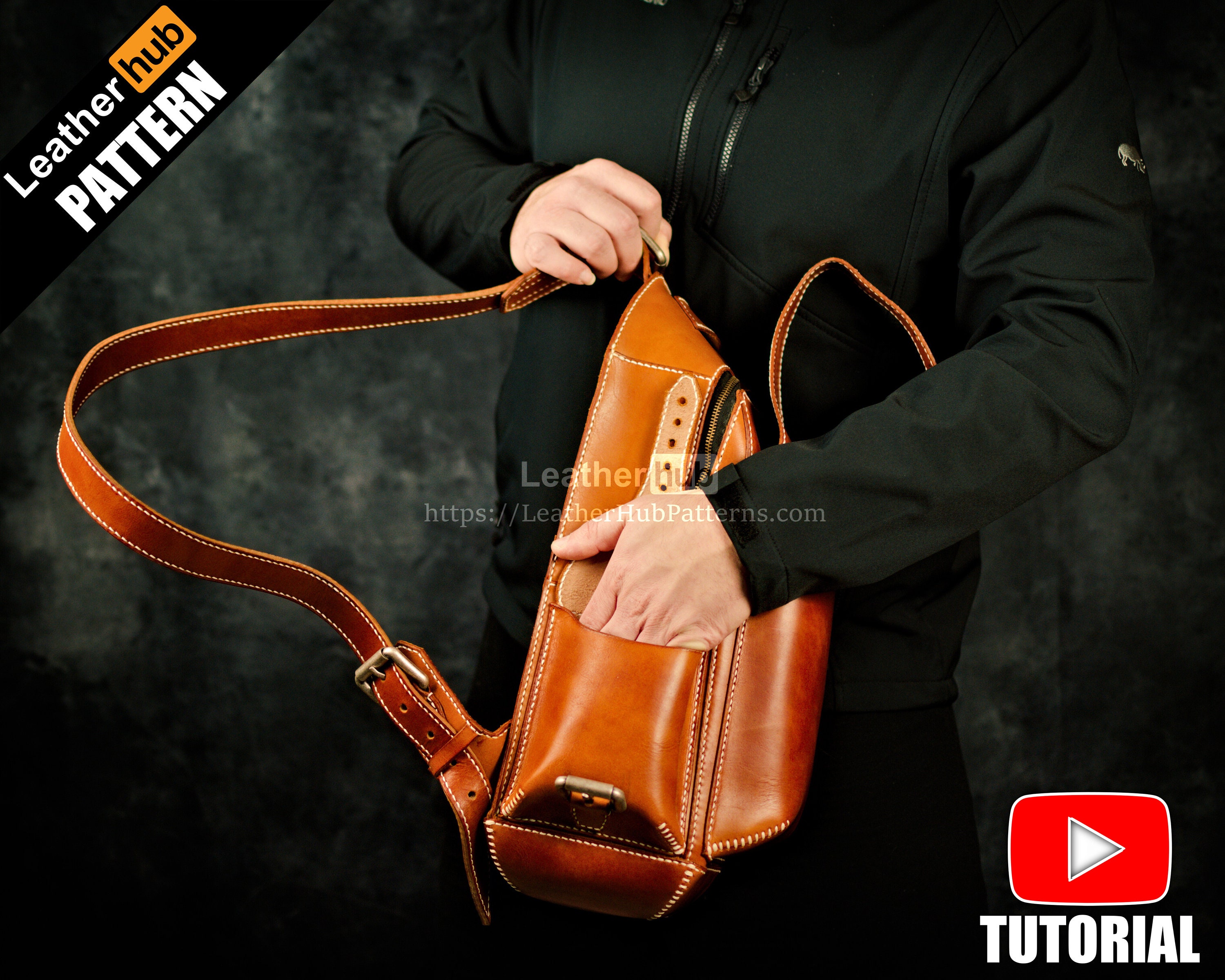 Sling bag leather pattern PDF - by Leatherhub