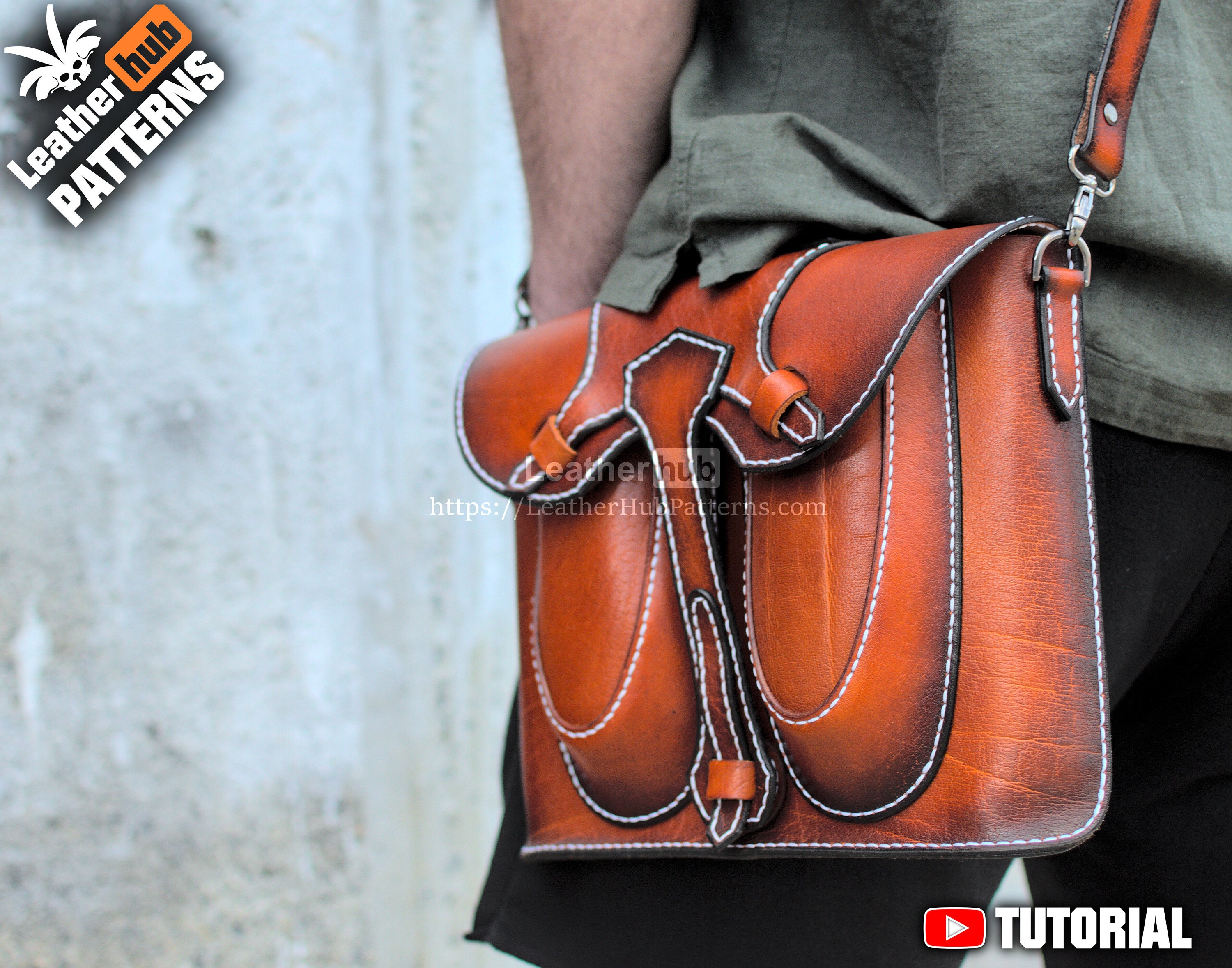 Leather briefcase pattern PDF - for 13 Inch Macs - by Leatherhub