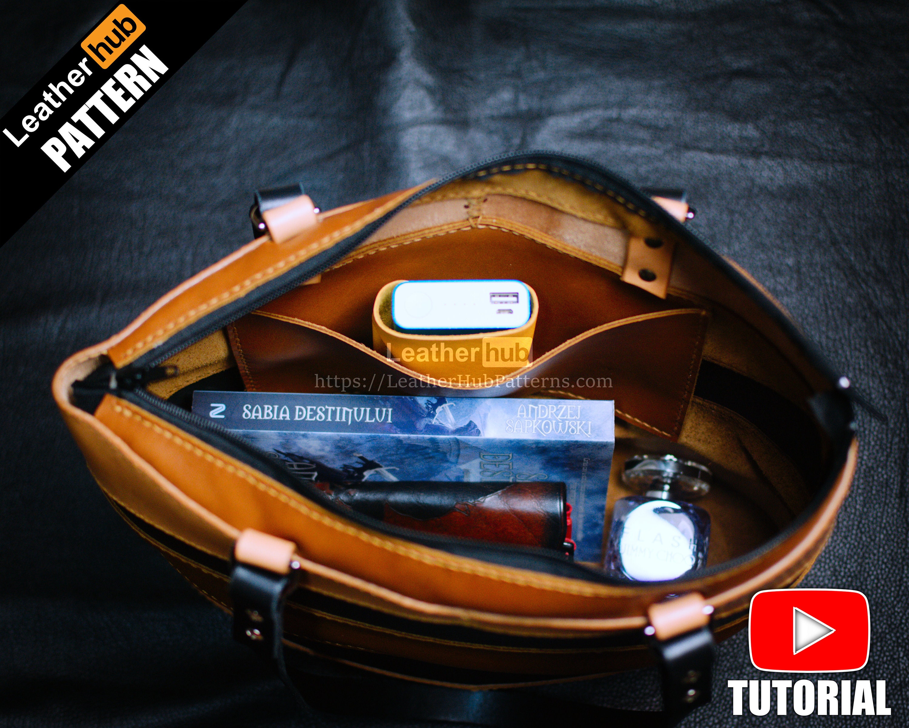 Tote bag leather pattern PDF - by Leatherhub