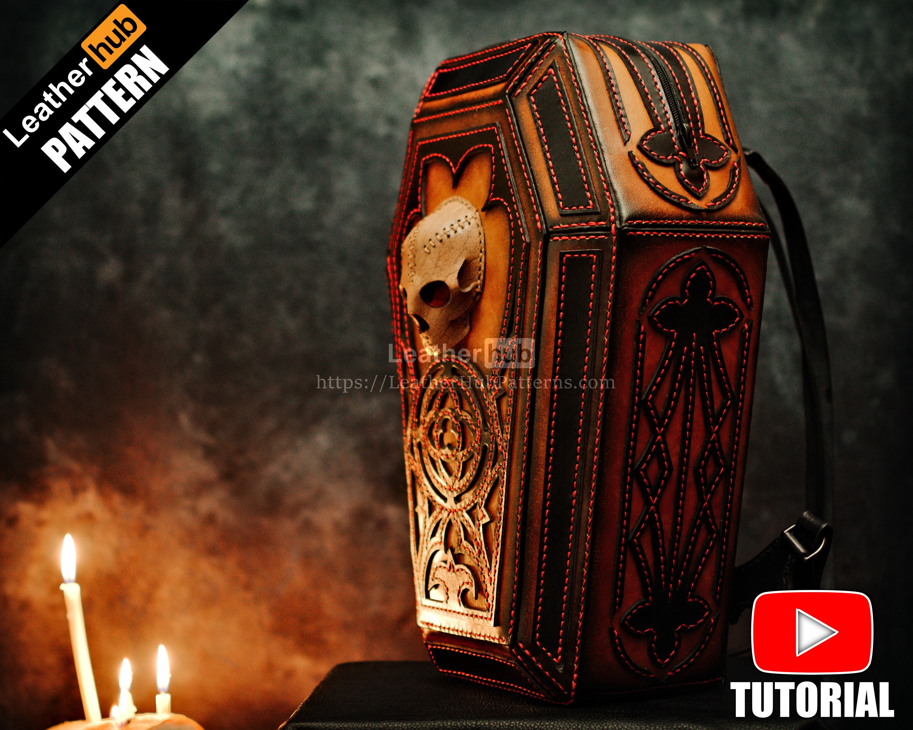 Coffin backpack leather pattern PDF - by Leatherhub