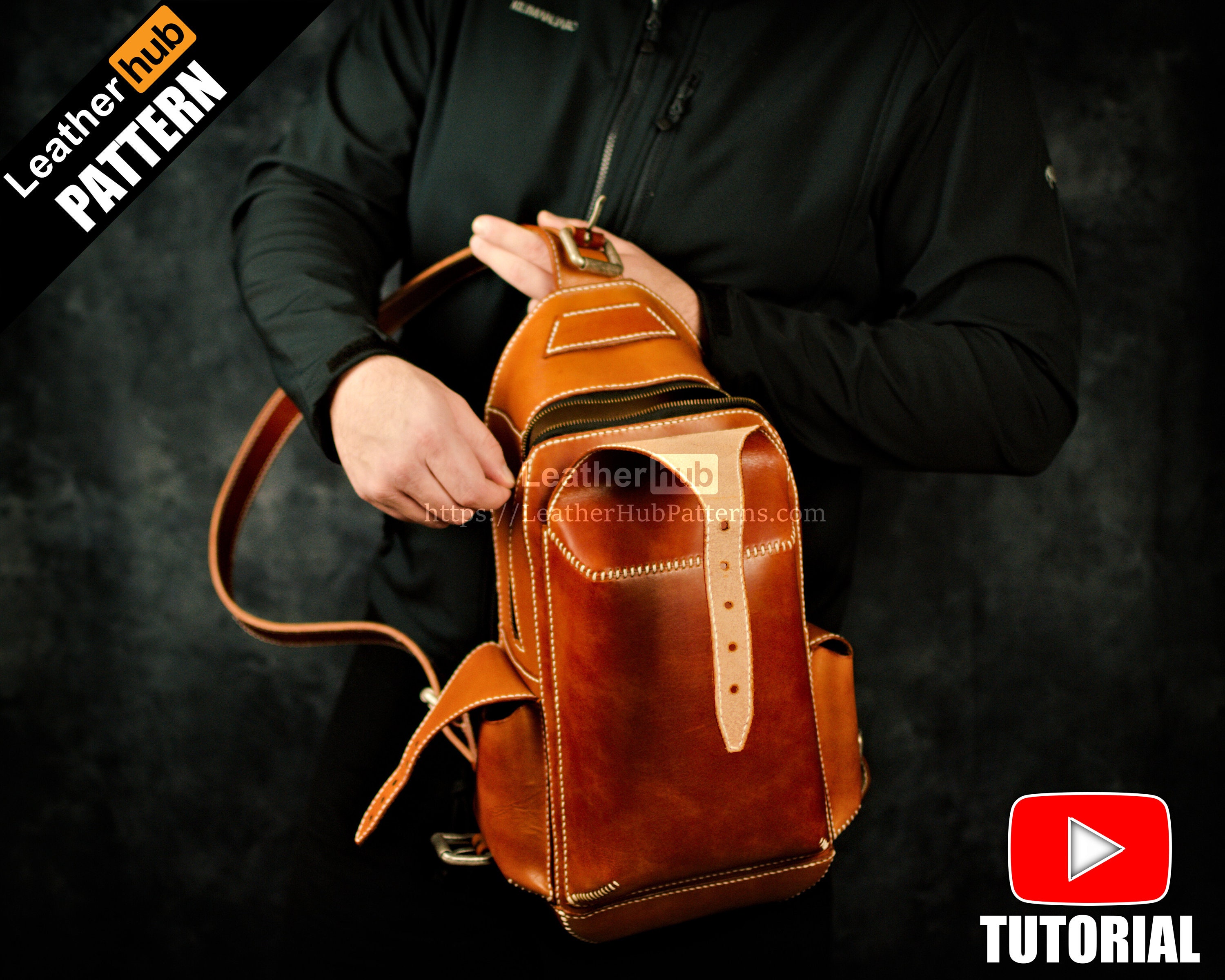 Sling bag leather pattern PDF - by Leatherhub