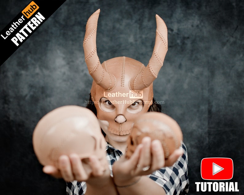 Skull Mask Leather Pattern PDF With Horns by Leatherhub - Etsy