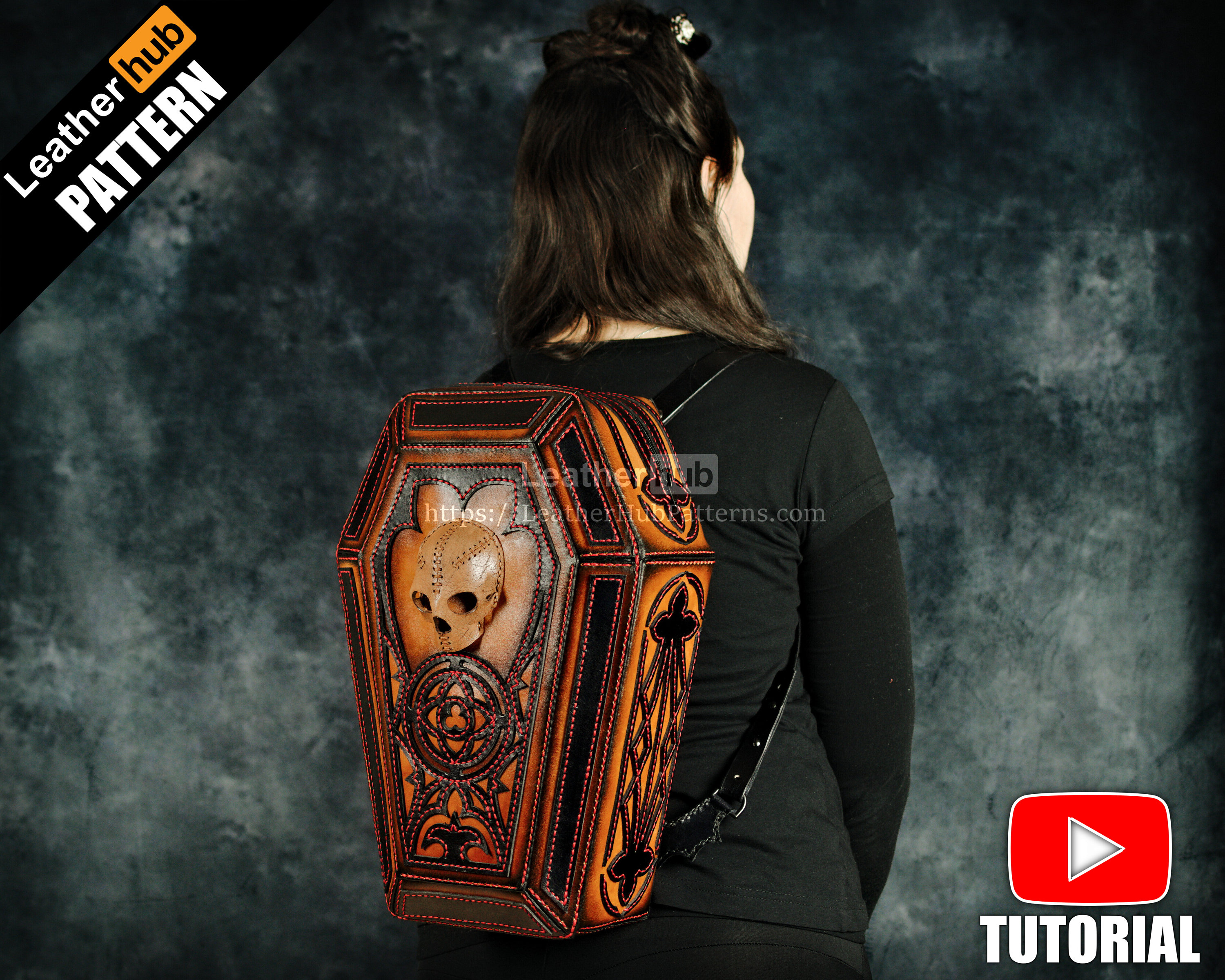 Coffin backpack leather pattern PDF - by Leatherhub