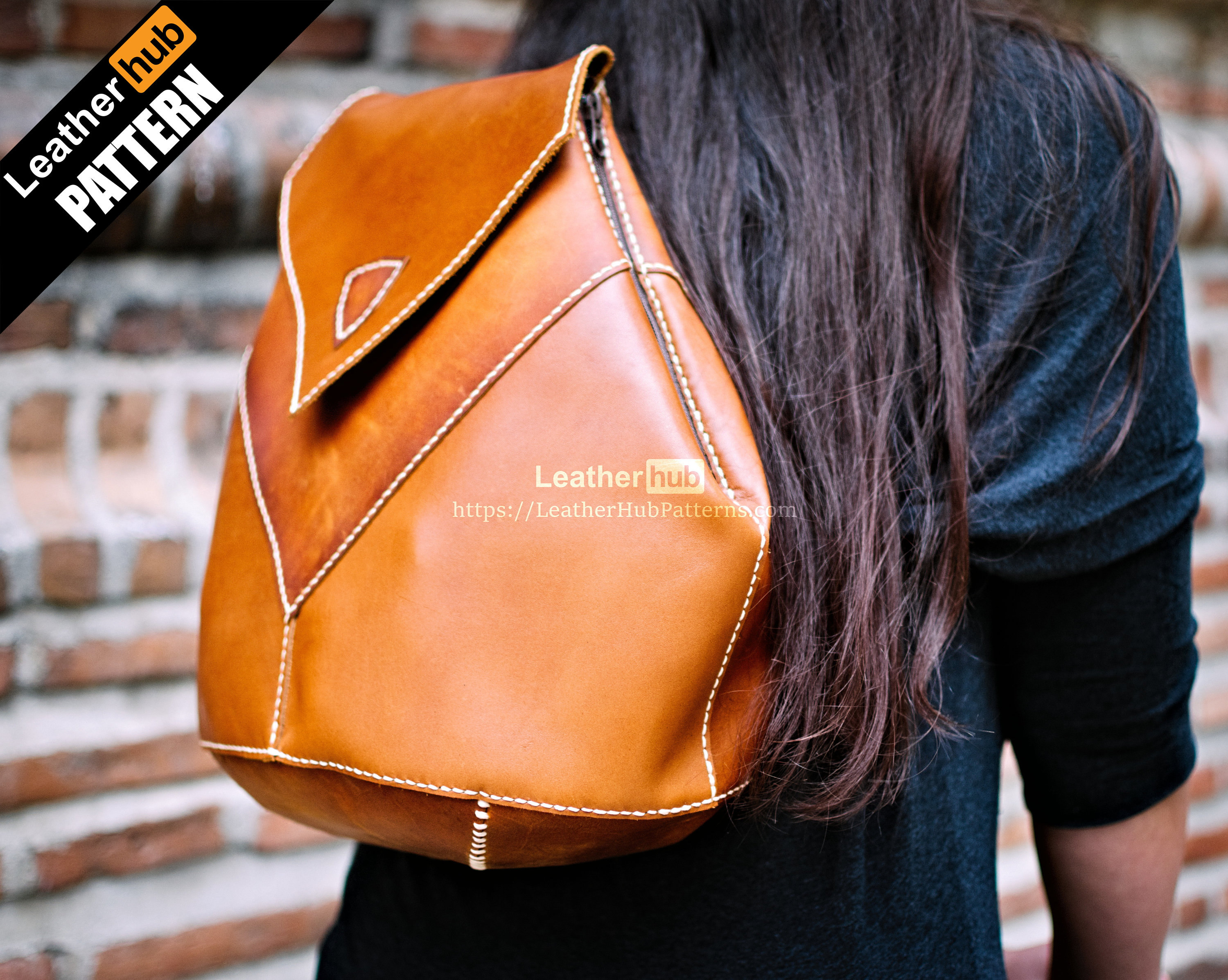 Ladies leather backpack pattern PDF - by Leatherhub