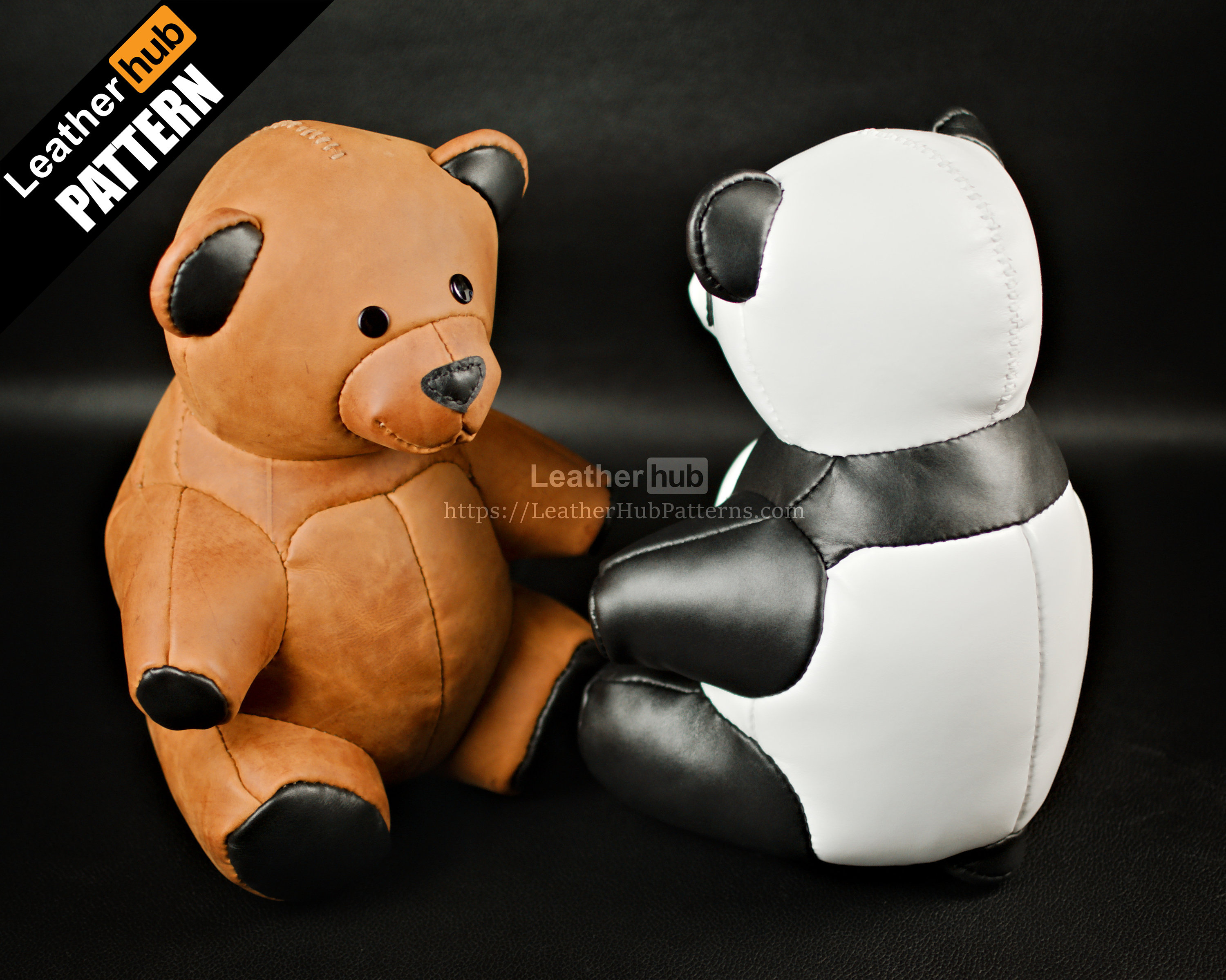 Teddy bear leather pattern PDF - by Leatherhub