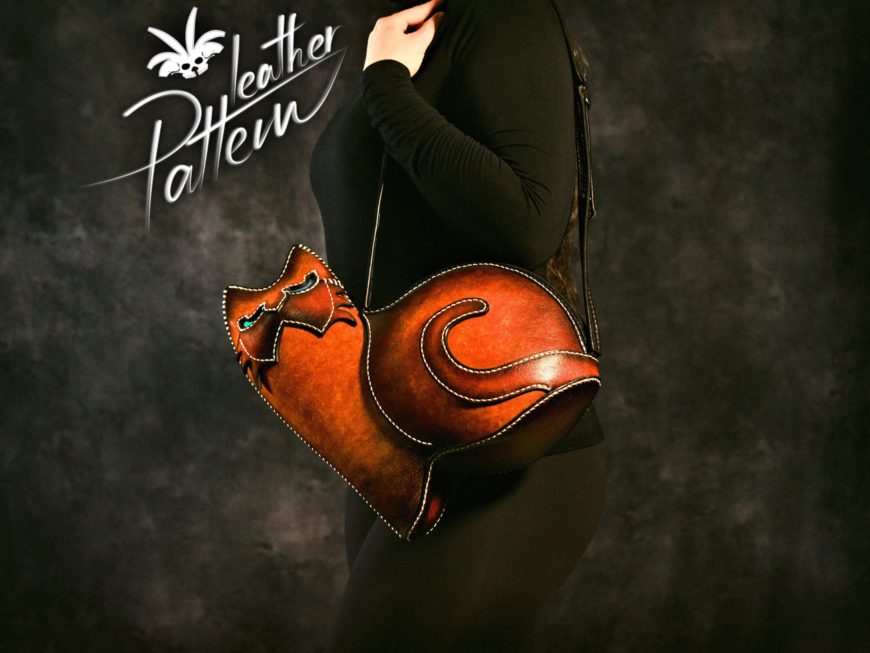 Cat leather bag pattern PDF - by LeatherHubPatterns