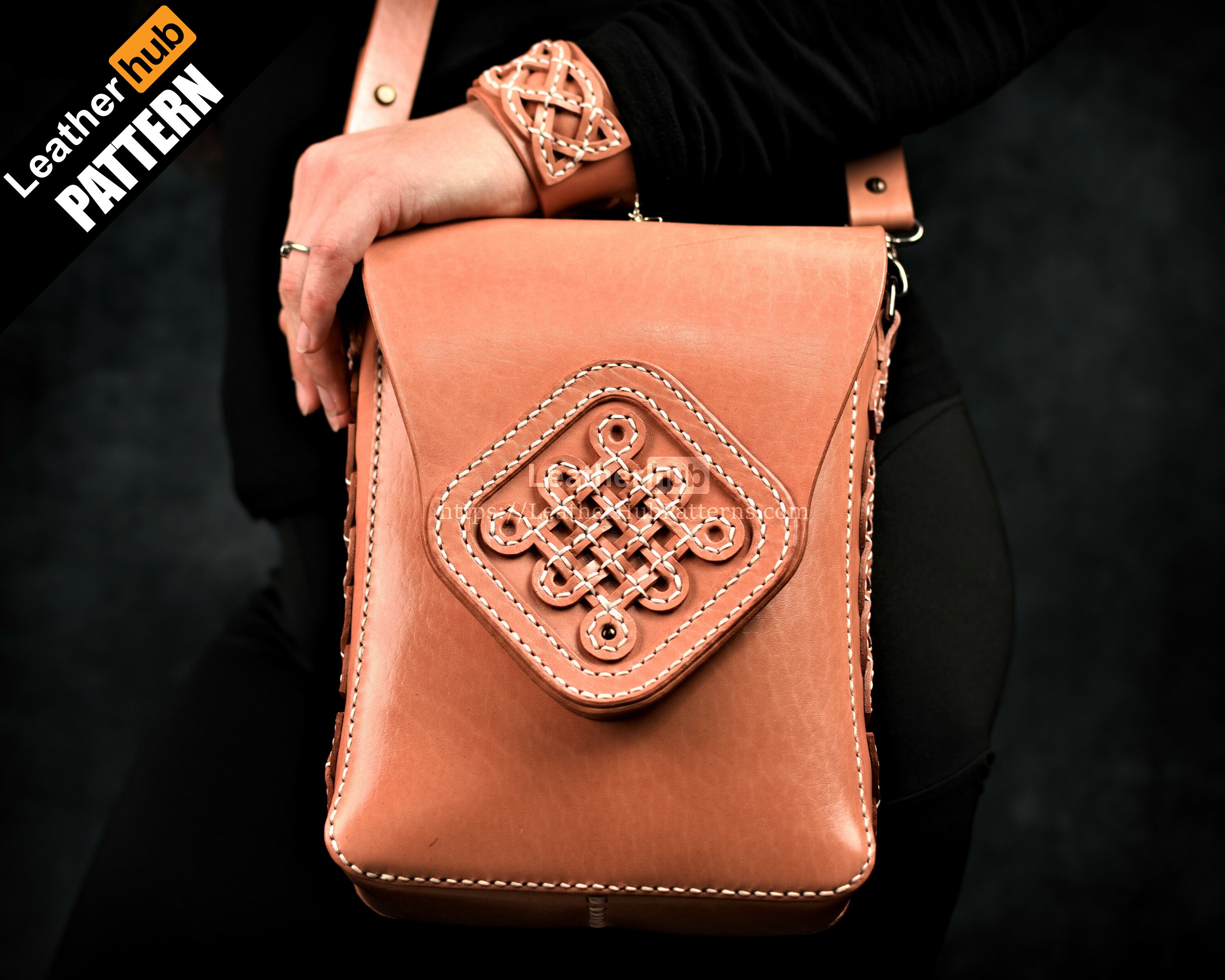 Celtic knots bag leather pattern PDF - by Leatherhub