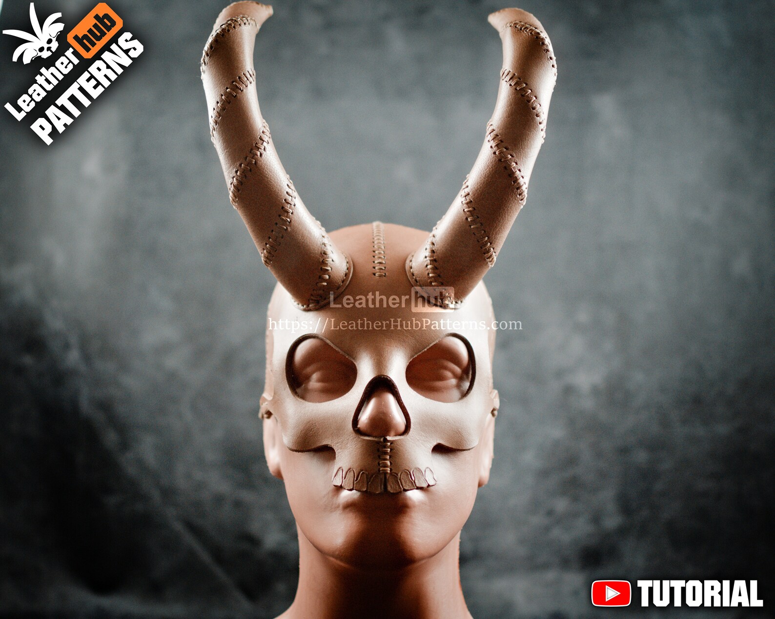 Skull Mask Leather Pattern PDF With Horns by Leatherhub - Etsy