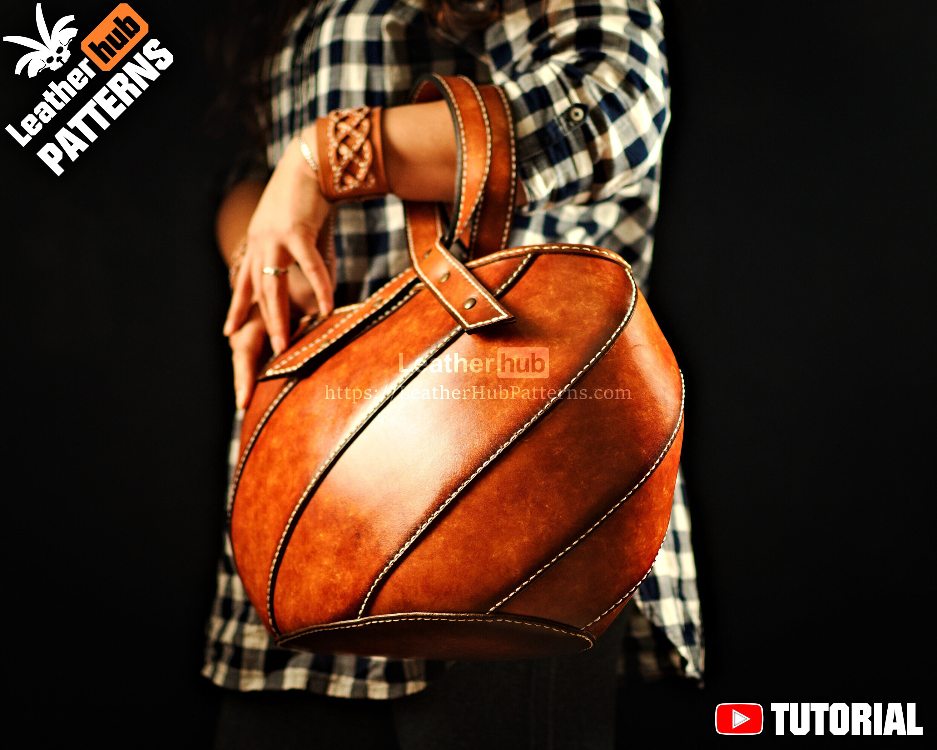 Leather tote pattern PDF - The Gospodeyna - by Leatherhub