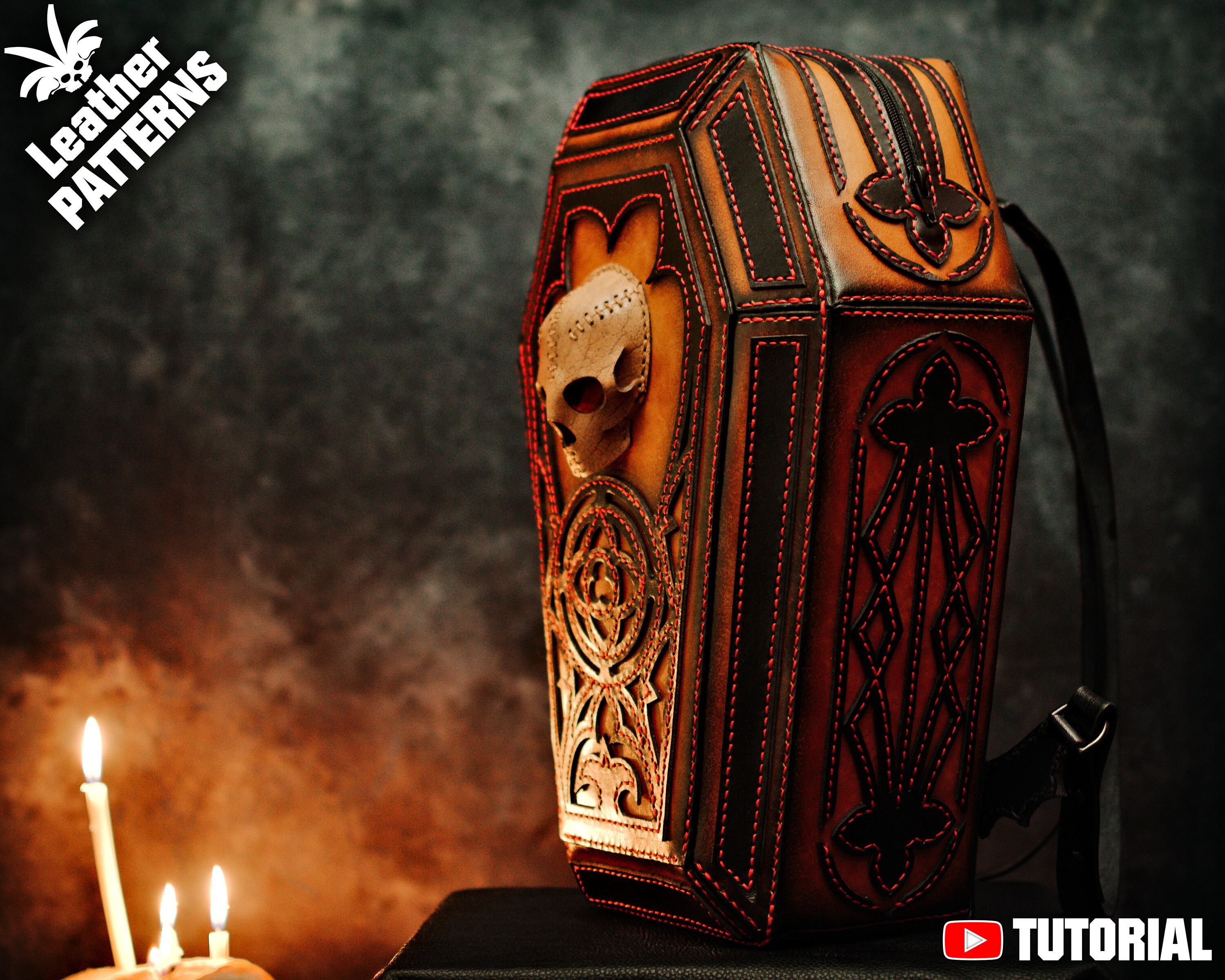 Coffin backpack leather pattern PDF - by LeatherHubPatterns