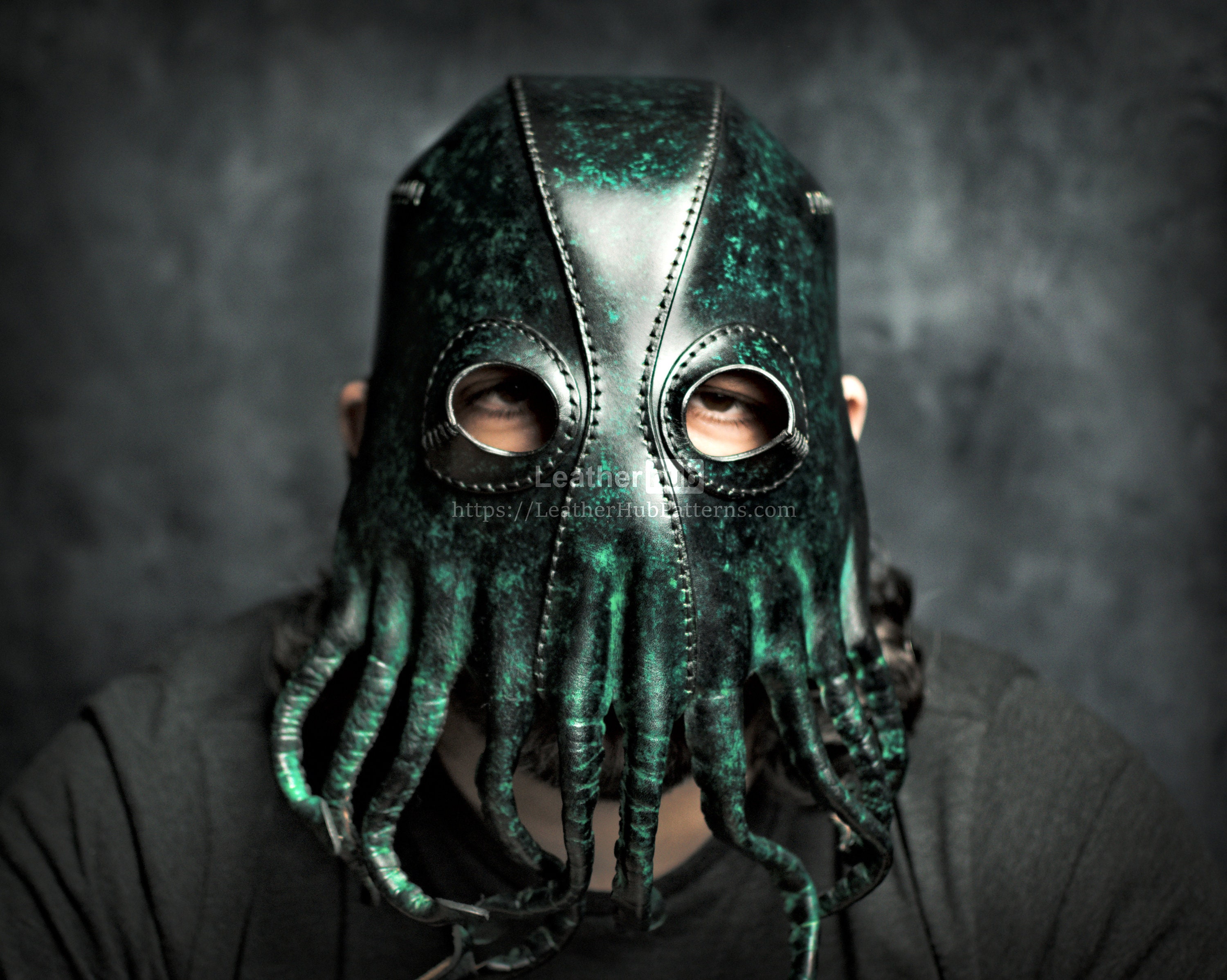 Leather Cthulhu mask pattern PDF template for hand sewing with video ...