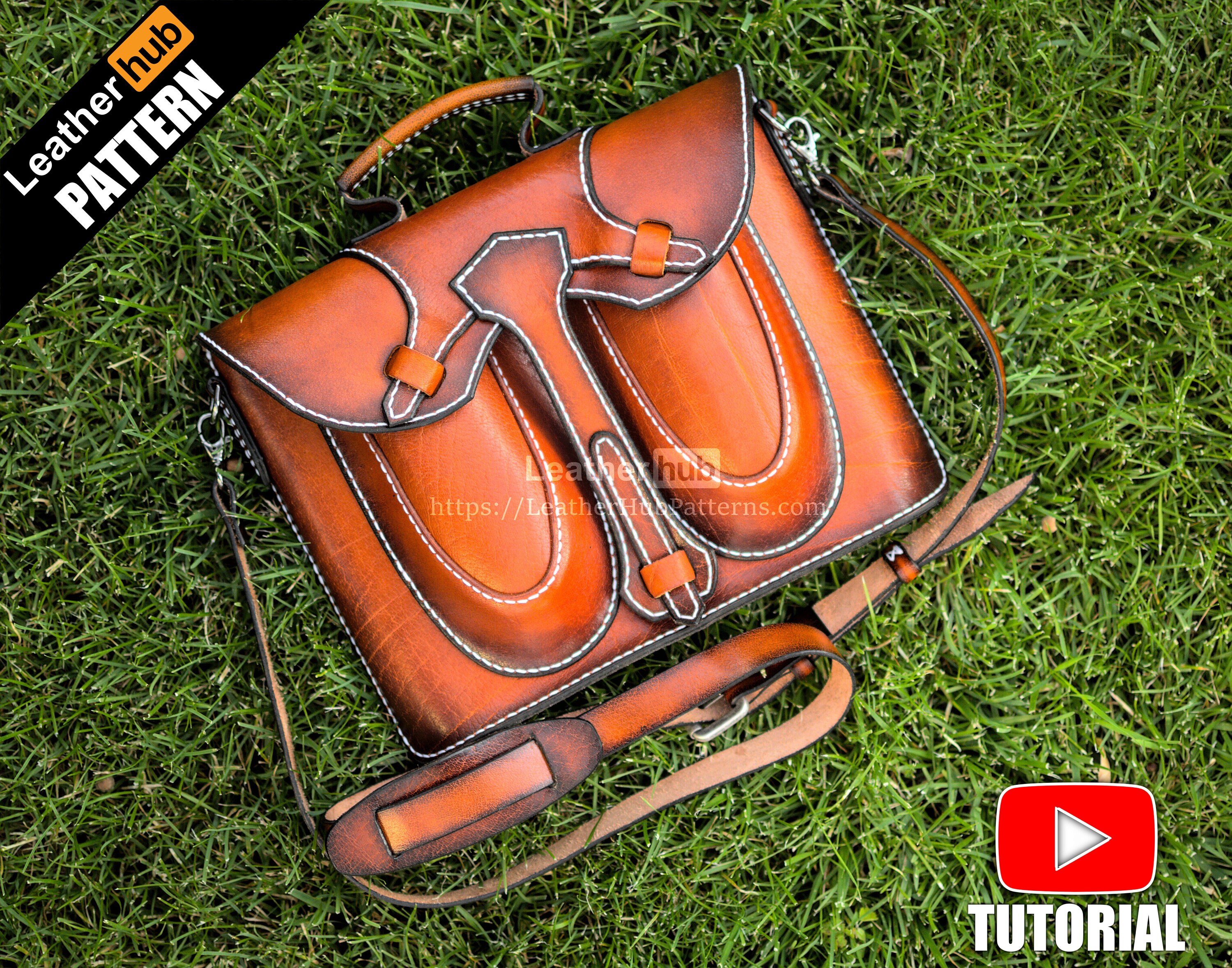 Leather briefcase pattern PDF - for 13 Inch Macs - by Leatherhub