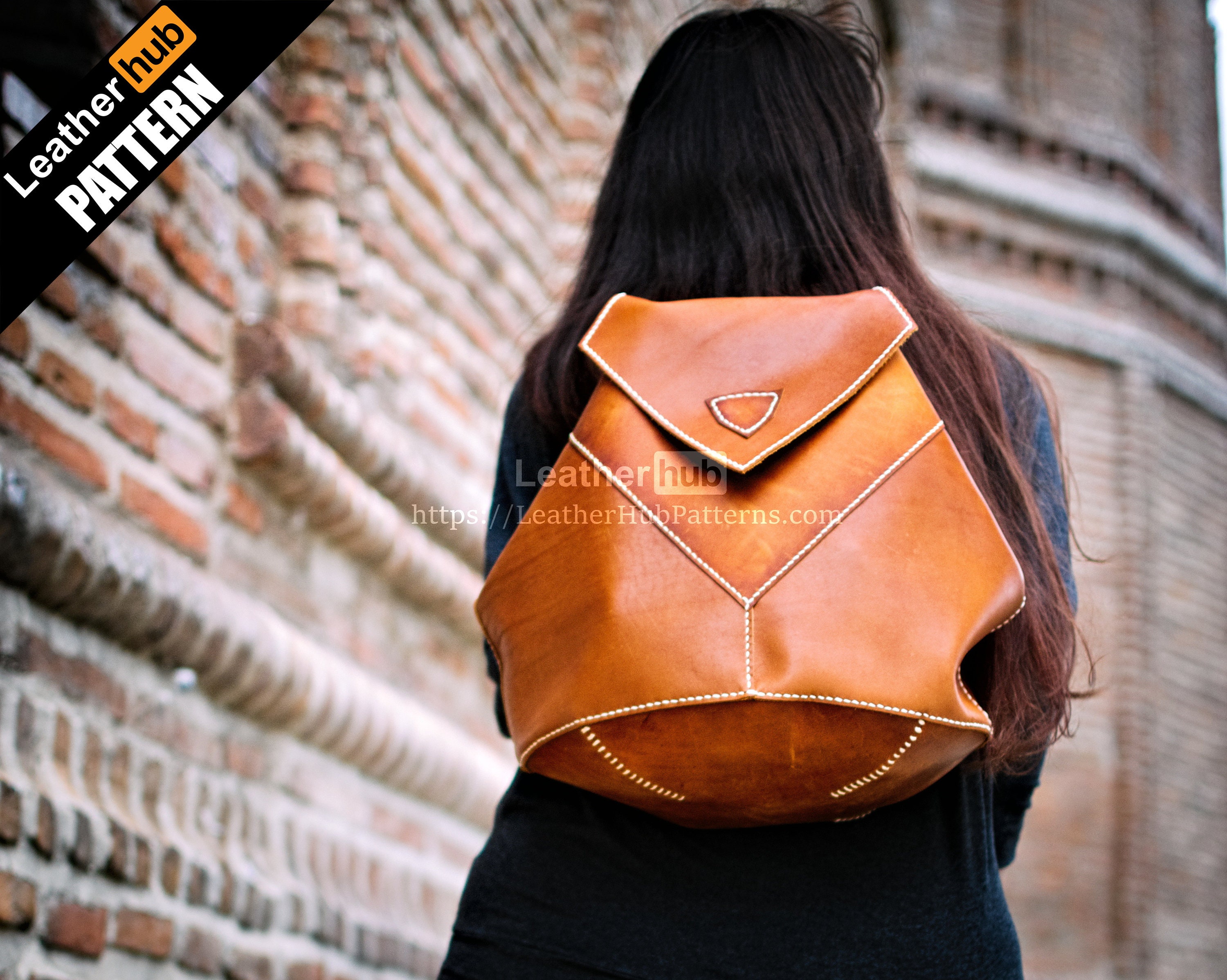 Ladies leather backpack pattern PDF - by Leatherhub
