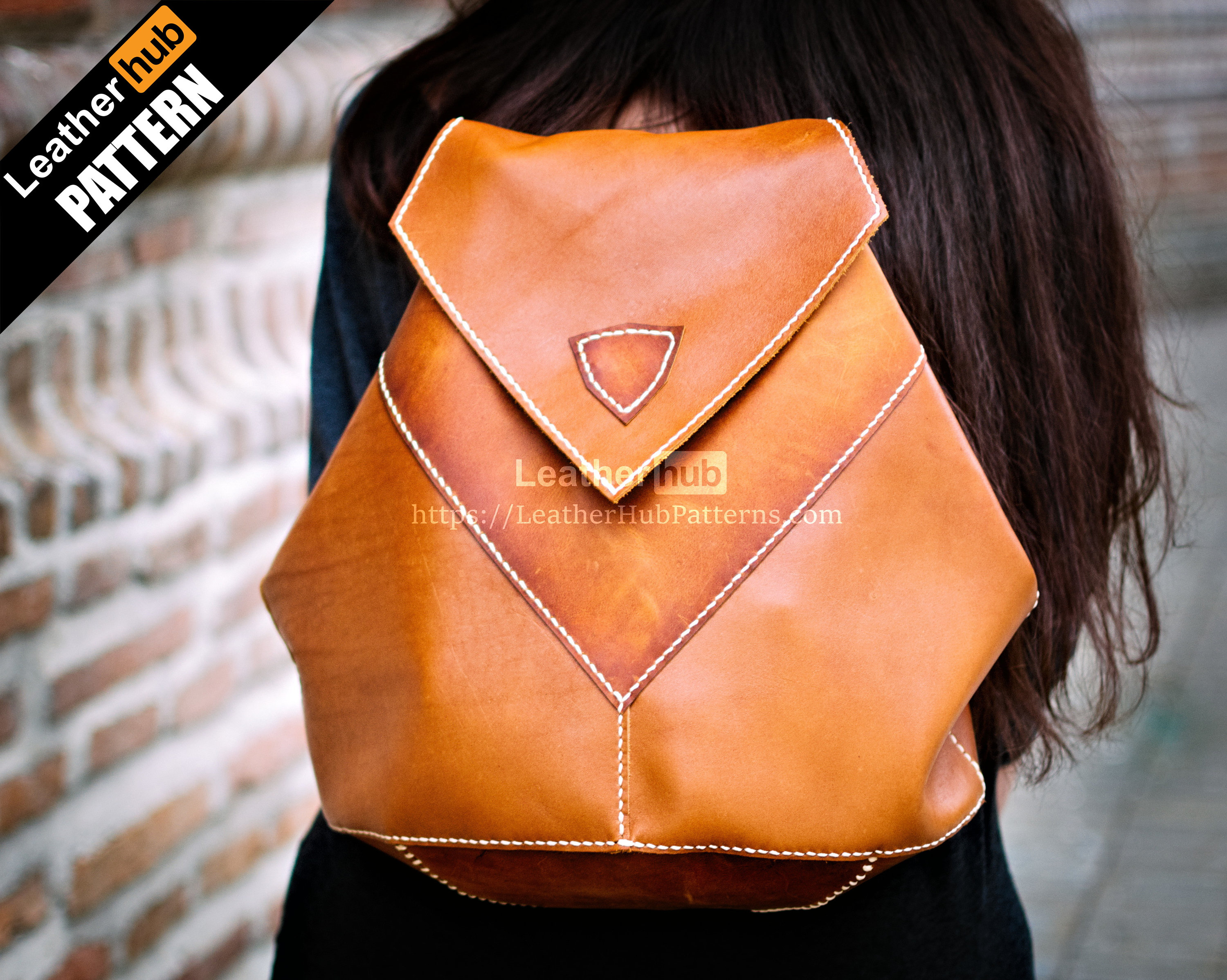Ladies leather backpack pattern PDF - by Leatherhub