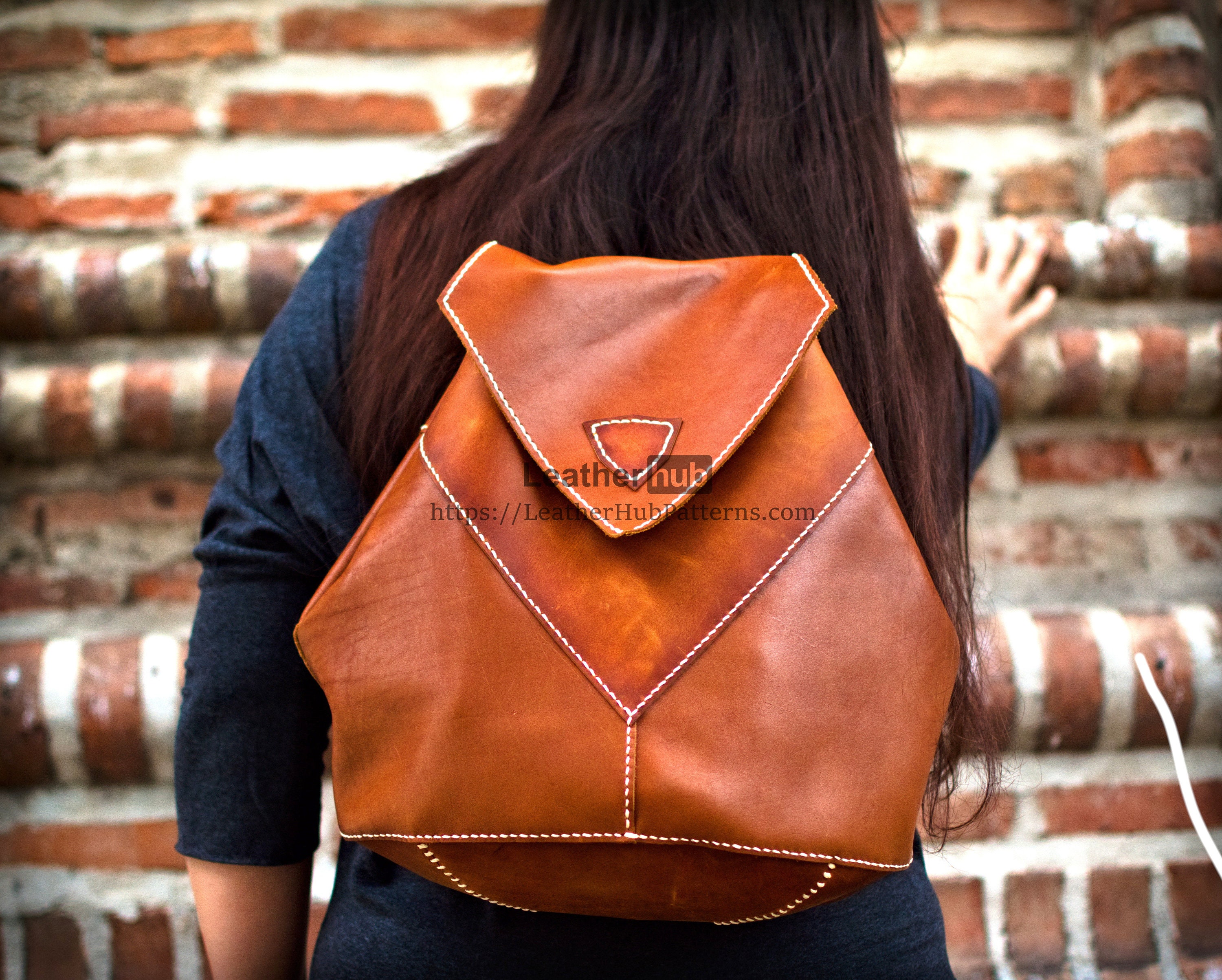 Leather backpack pattern PDF - PDF bag template - DIY leather backpack ...
