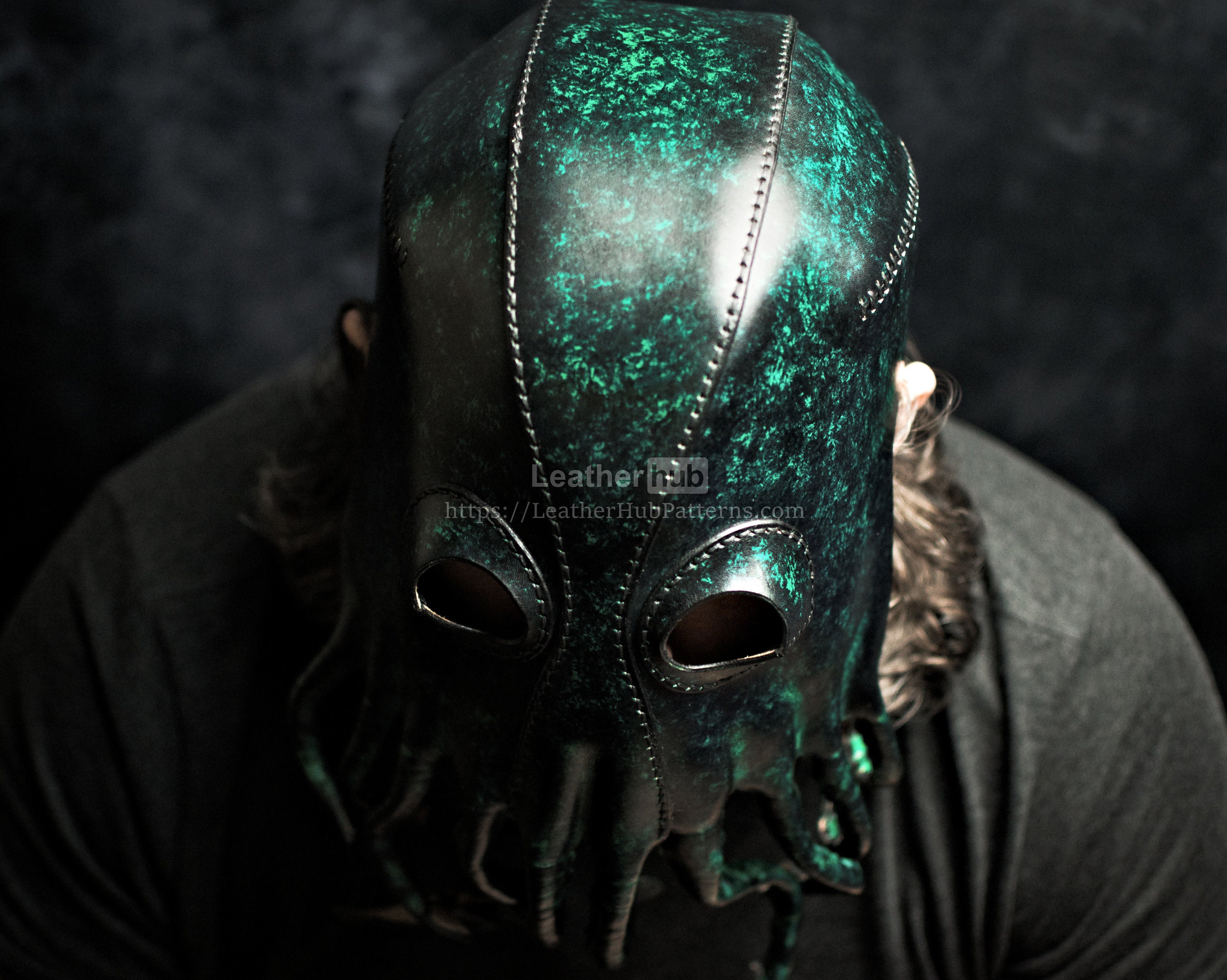 Leather Cthulhu mask pattern PDF template for hand sewing with video ...