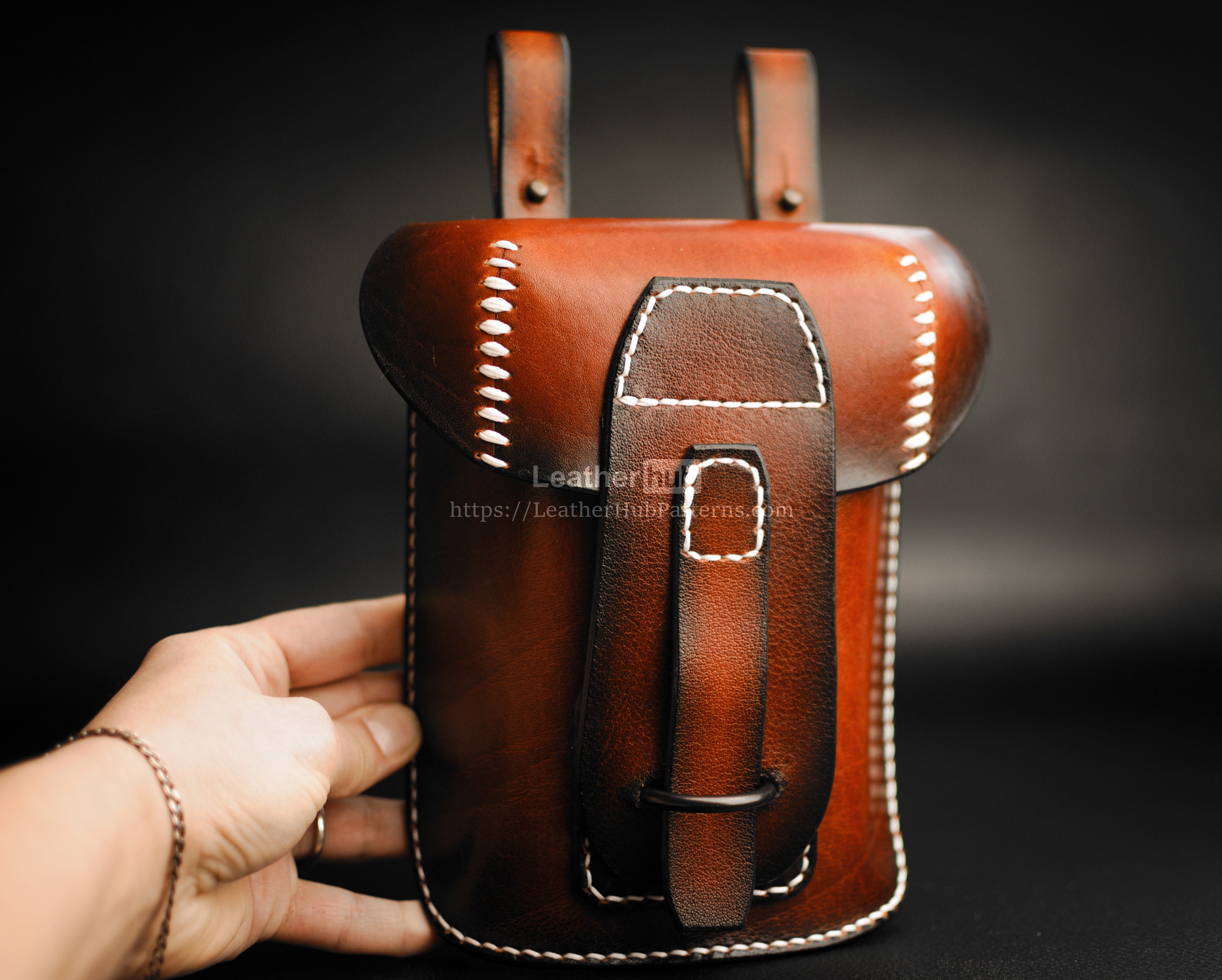 Hip bag pattern for leather craft PDF waist pouch template with video ...