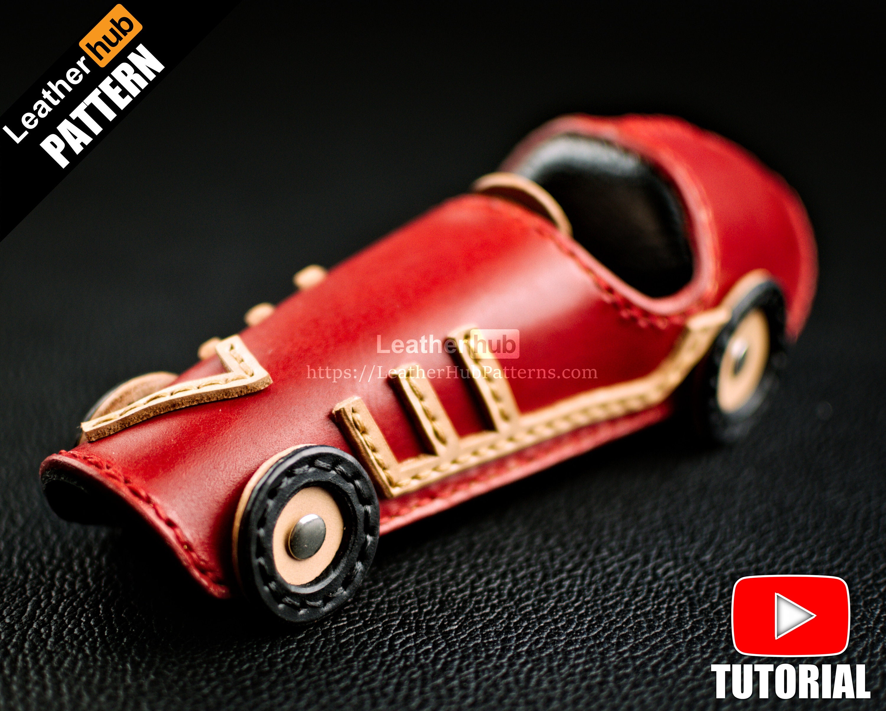 Leather pattern PDF - Toy racing car - by Leatherhub