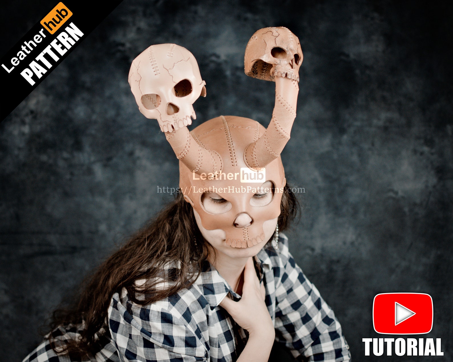 Skull Mask Leather Pattern PDF With Horns by Leatherhub - Etsy