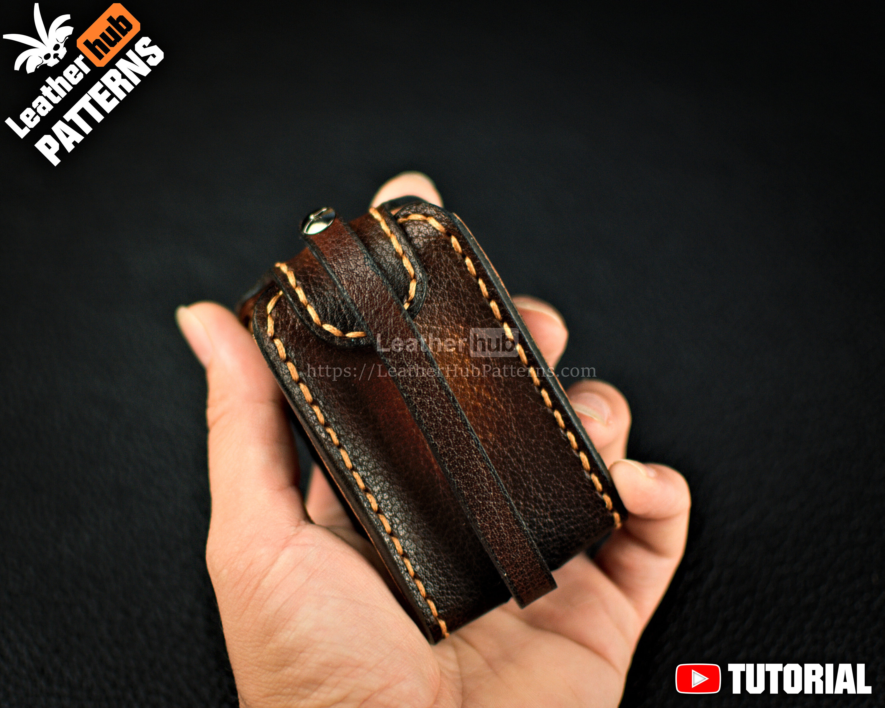 Car key case leather pattern PDF - by Leatherhub