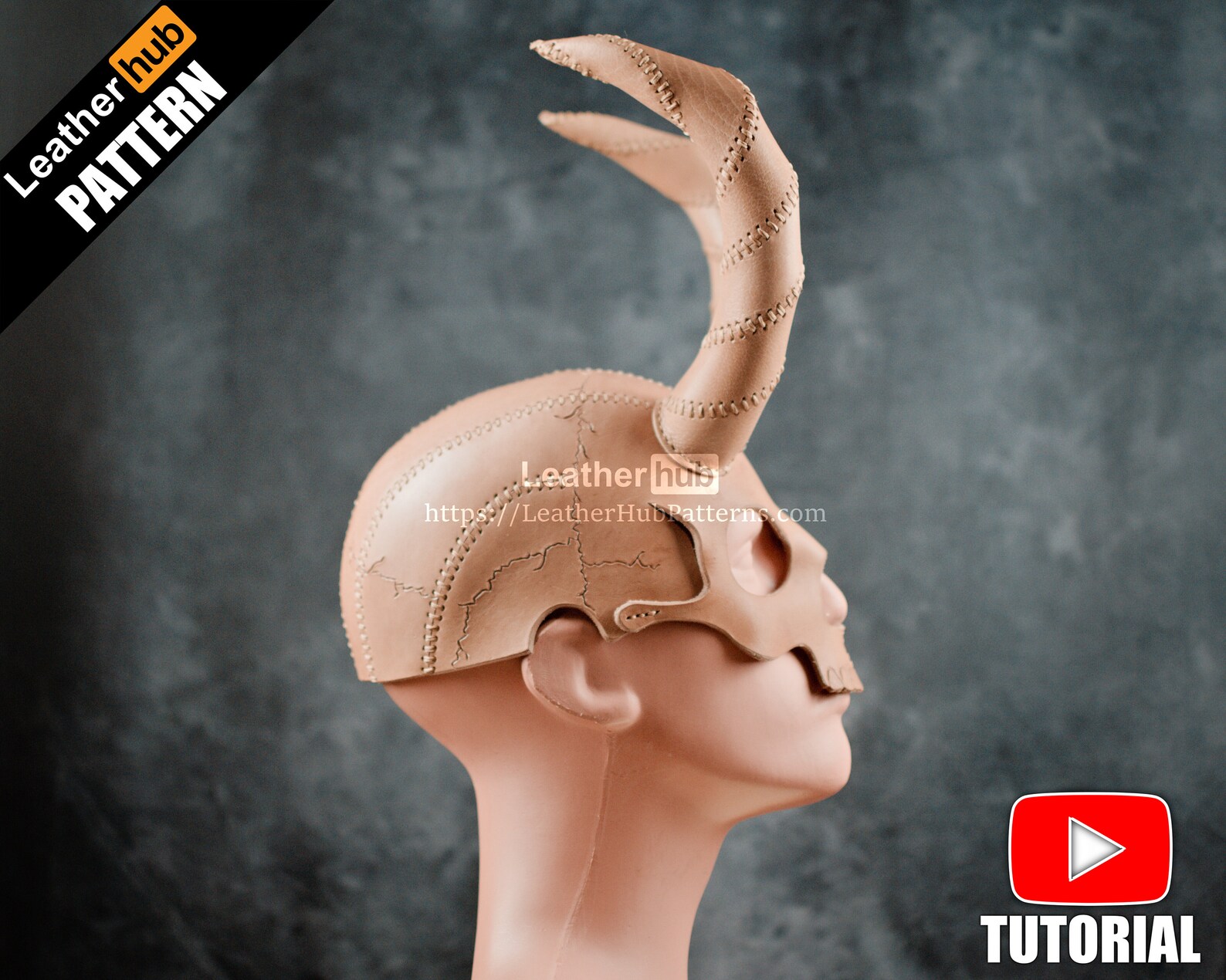Skull Mask Leather Pattern PDF With Horns by Leatherhub - Etsy