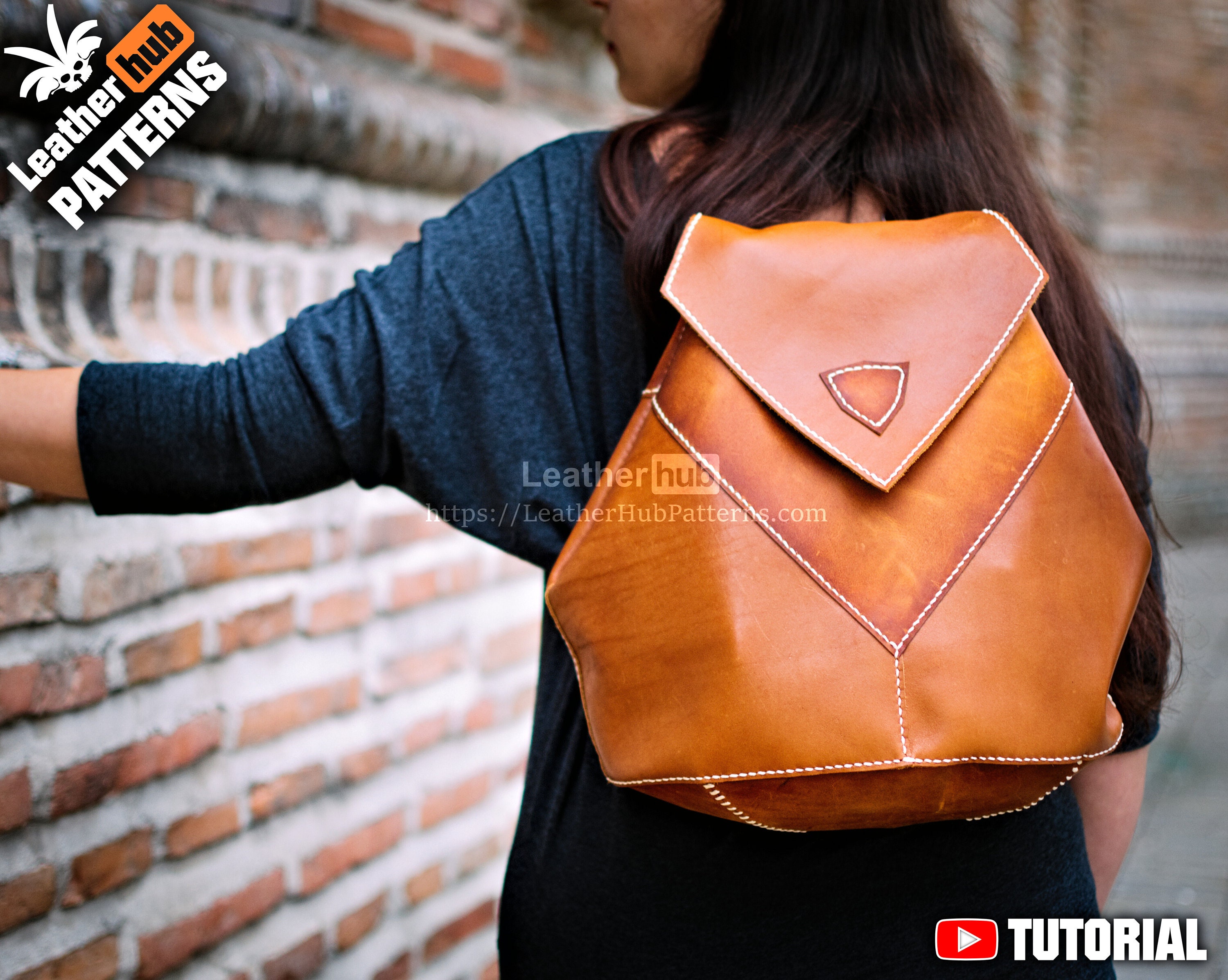 Ladie’s leather backpack pattern PDF - by Leatherhub