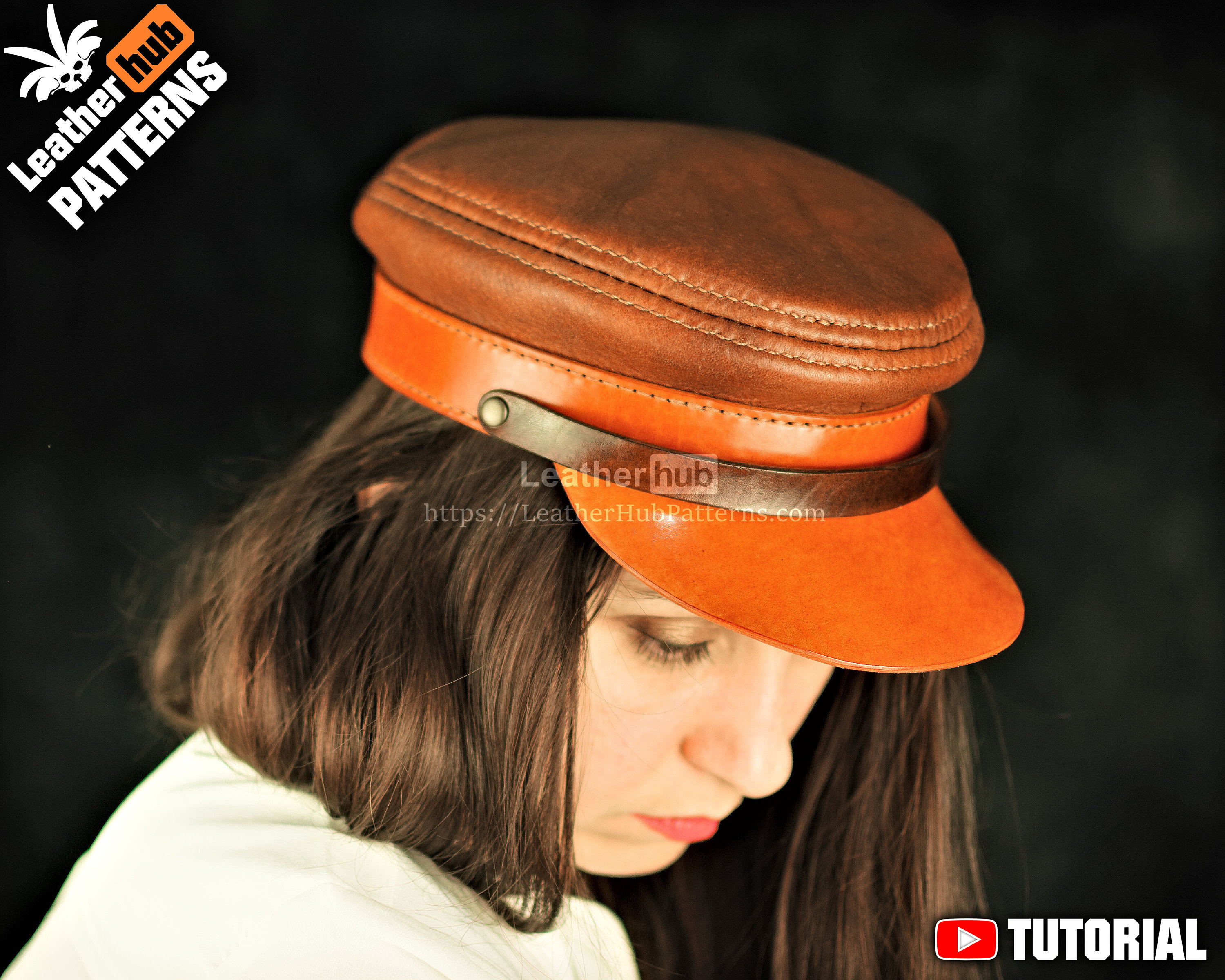 Leather vintage cap pattern PDF - by Leatherhub