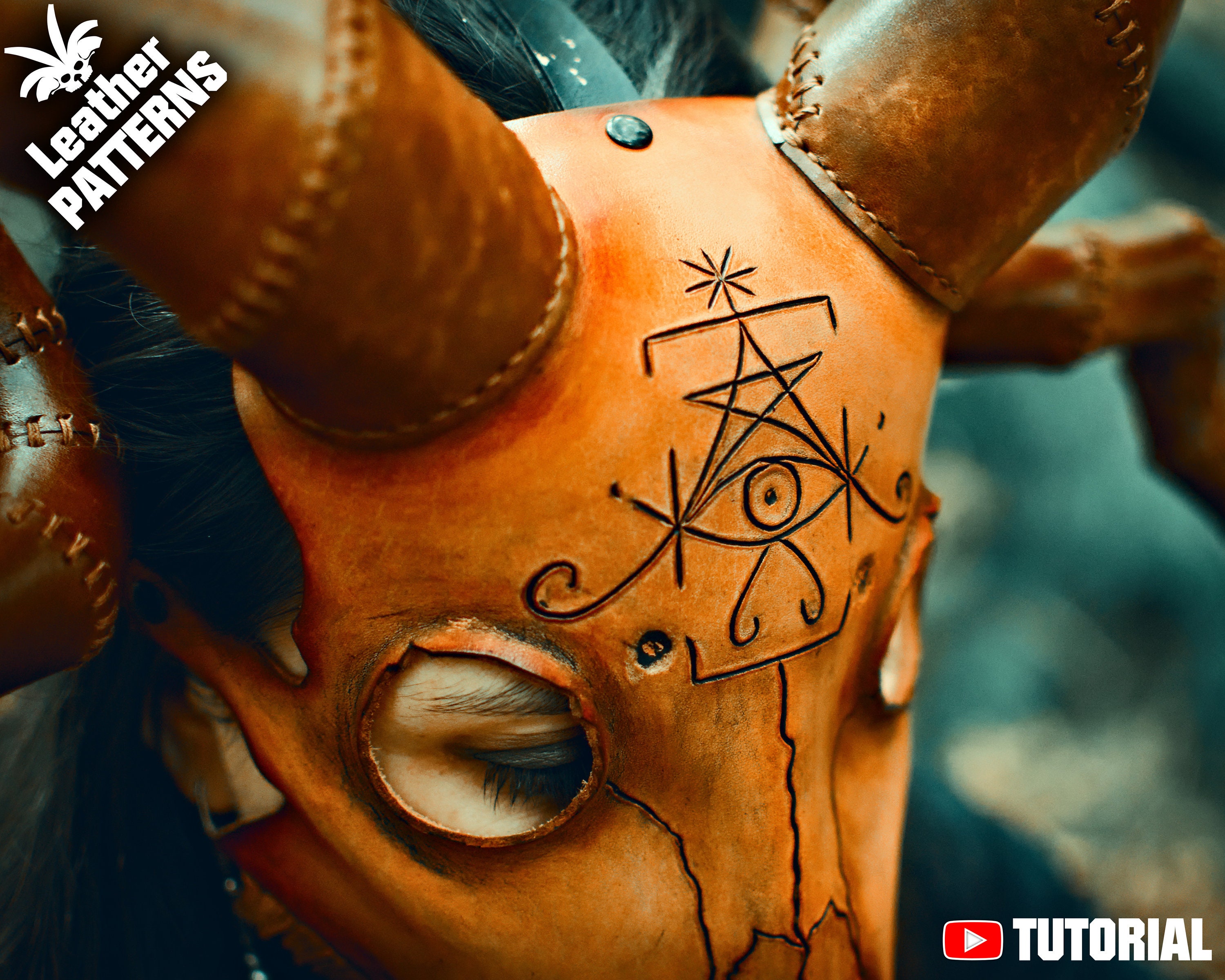 Pagan skull mask leather pattern PDF - by LeatherHubPatterns